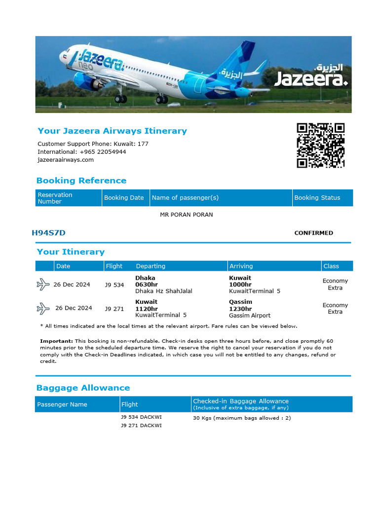 Jazeera Airways Flight J9 534 Status | PDF