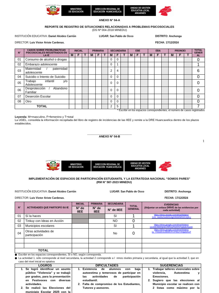 ANEXO N° 04-A y 04-B TOE | PDF | Desarrollo humano