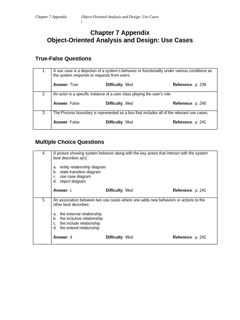 Hoffer5e TIF CH07 APPENDIX | PDF | Use Case | Object Oriented Programming