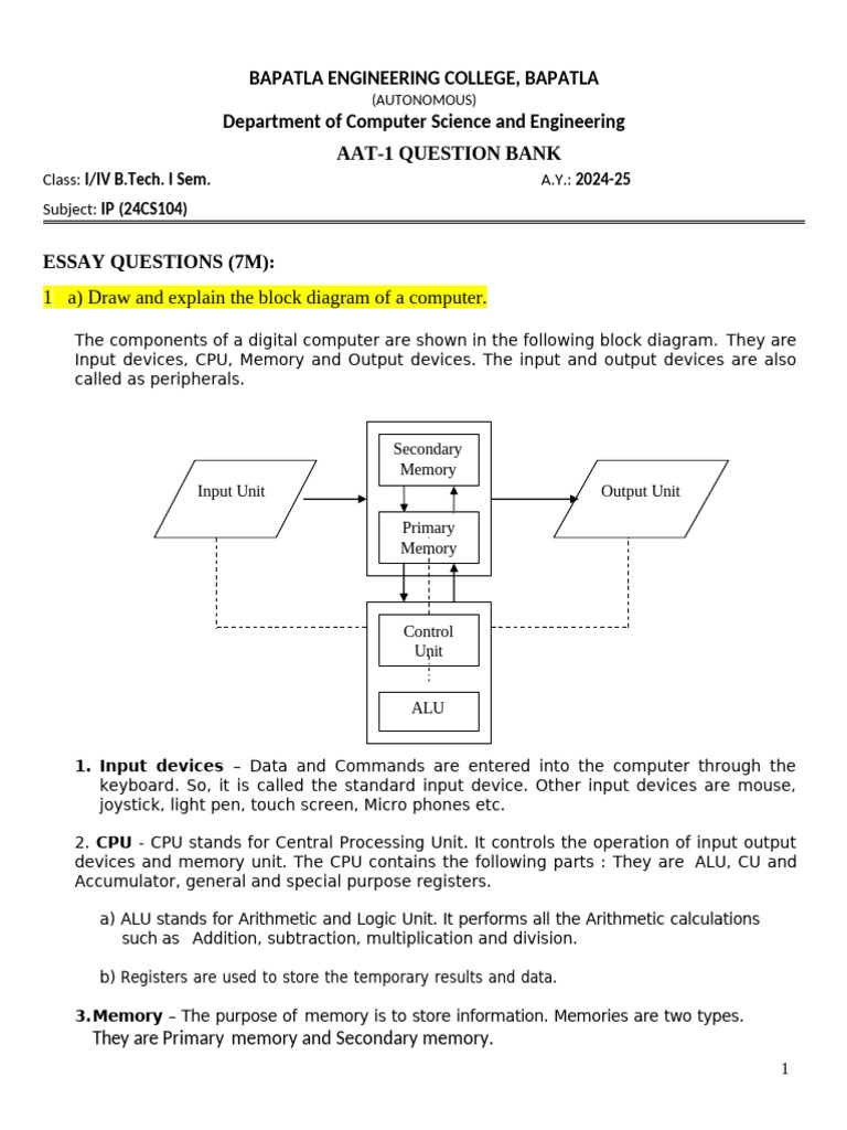 IP AAT-1 (2) | PDF | Computer Data Storage | Algorithms
