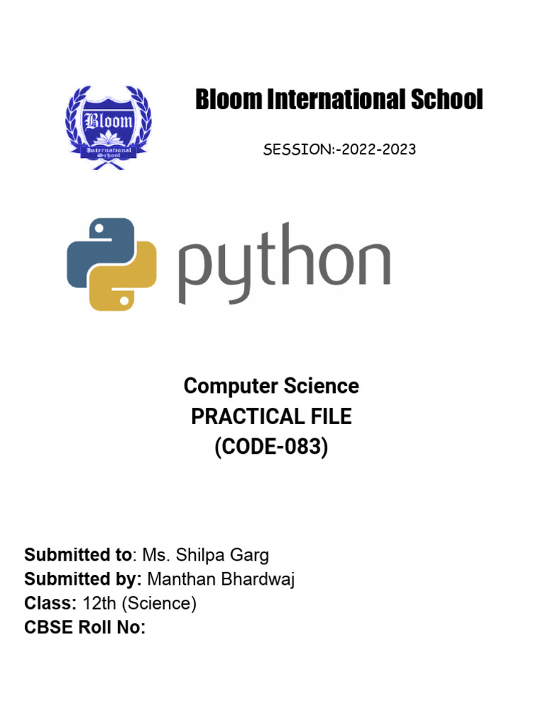 Finall Class 12th CS Practcal File by Manthan | PDF | Letter Case | Sql