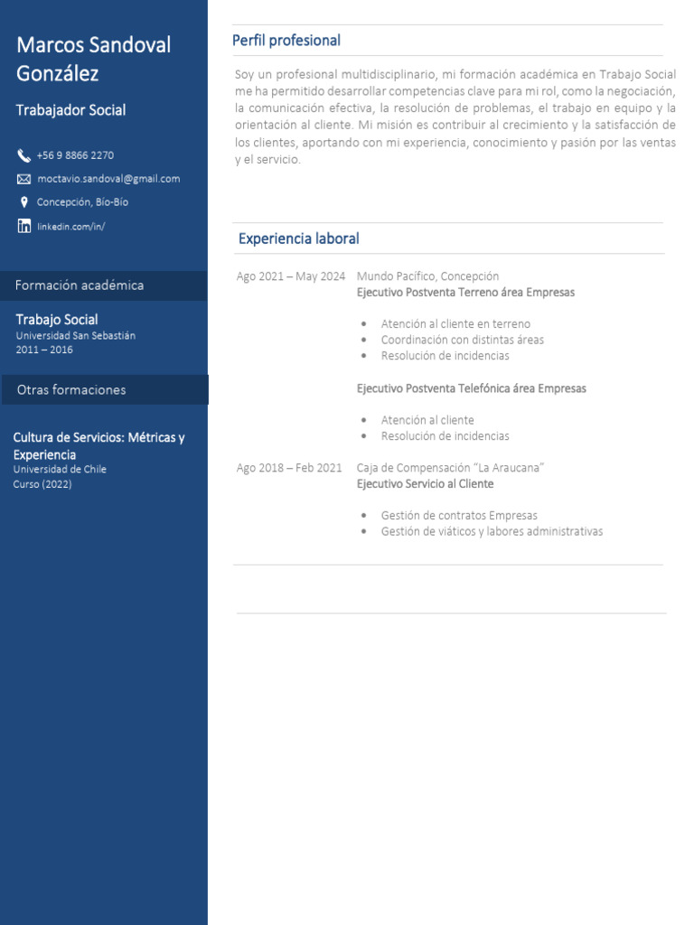 Curriculum Vitae - Marcos Sandoval | PDF