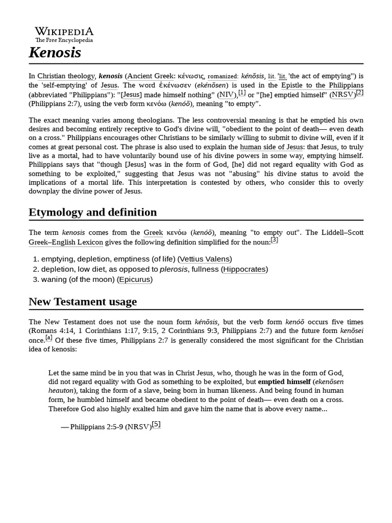 Kenosis | PDF | Theology | Religious Belief And Doctrine