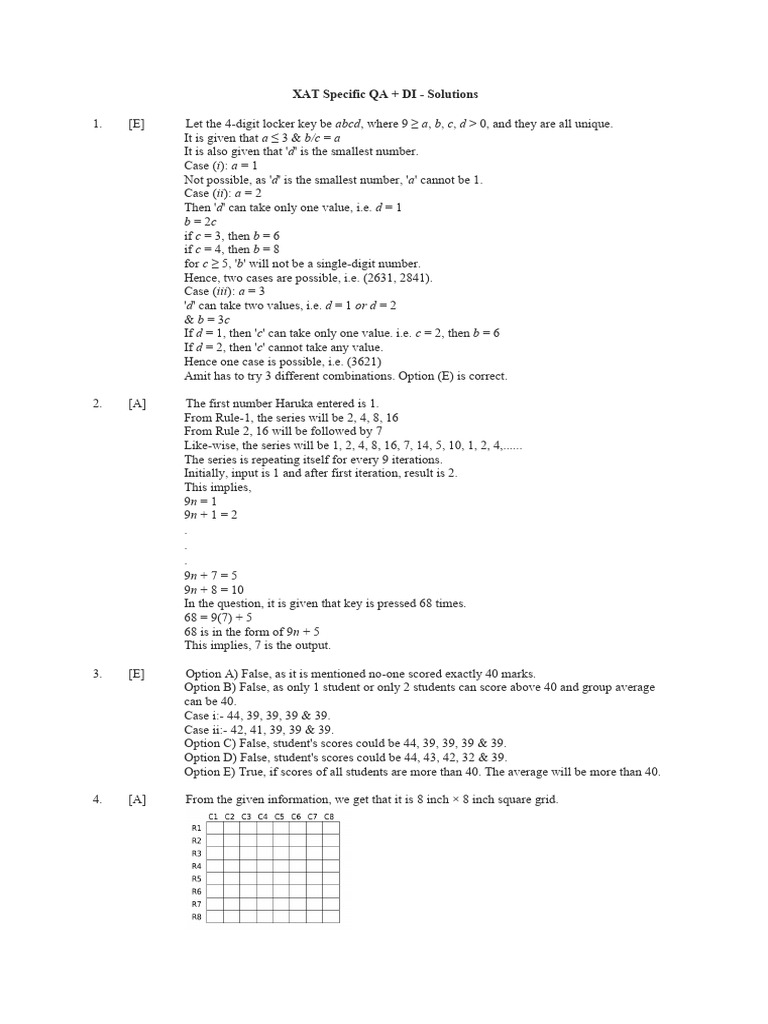 XAT_2023_QA+DI_Solutions | PDF | Factorization | Elementary Mathematics XAT_2023_QA+DI_Solutions | PDF | Factorization | Elementary Mathematics