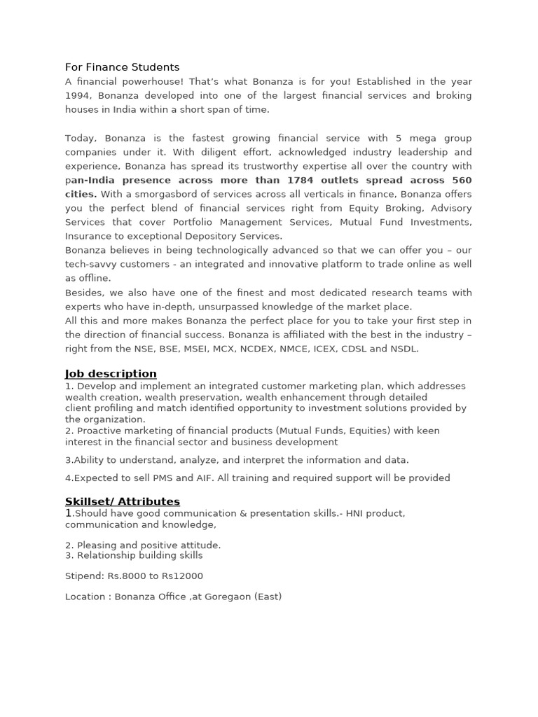 SIP Bonanza JD For Finance Students | PDF