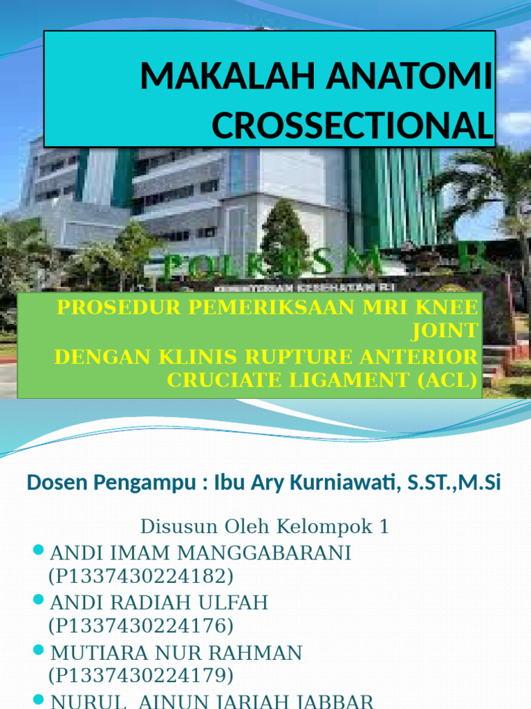 MRI Lutut: Prosedur dan Anatomi | PDF