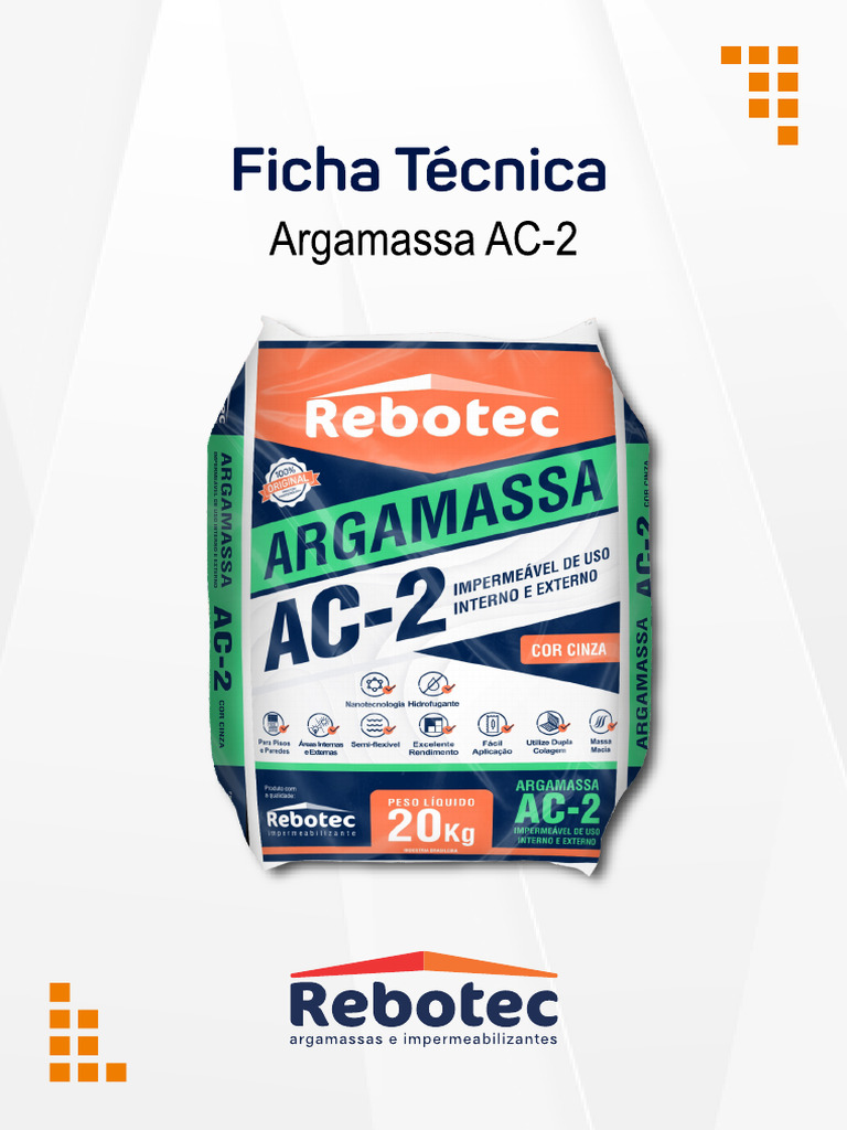 Rebotec Nordeste - Ficha Tecnica Argamassa AC-2 | PDF