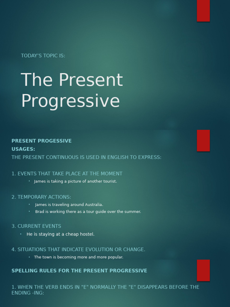 A2 THE PRESENT PROGRESSIVE | PDF | Syllable | Consonant