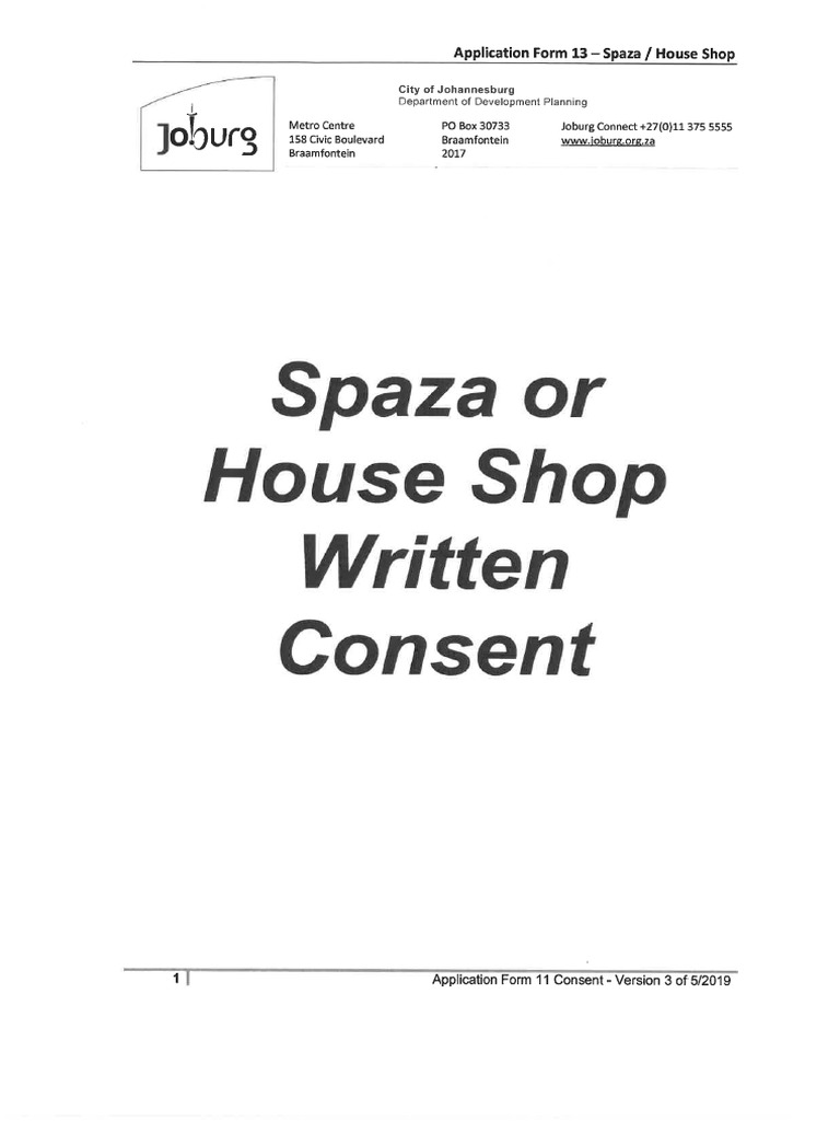 Form 13 Spaza House Shop | PDF