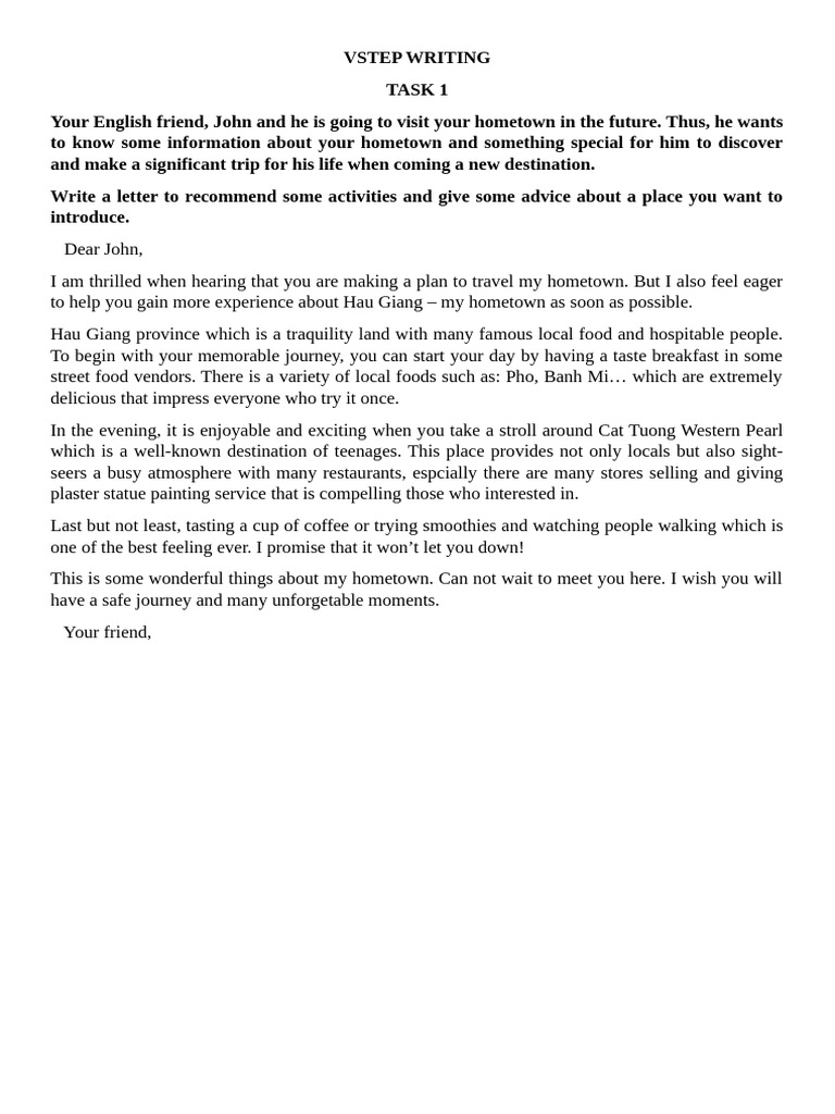 Vstep Writing Task 1 | PDF