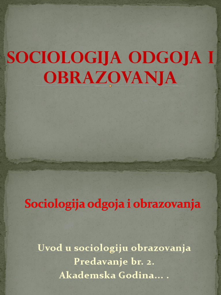 Predavanje Sociologija | PDF