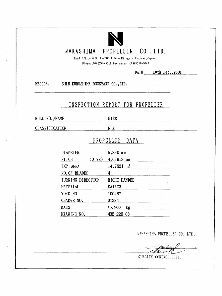 Unbalance Inspection Report C106 | PDF | Marine Propulsion | Rotating ...