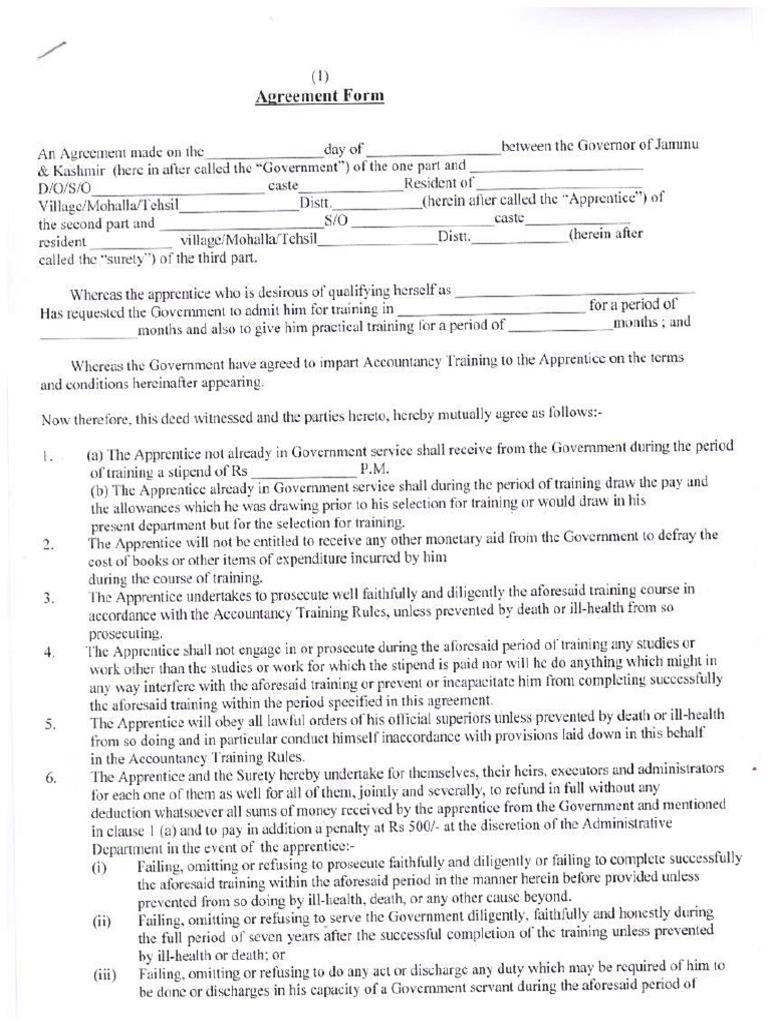 Agreement Form For Acc | PDF