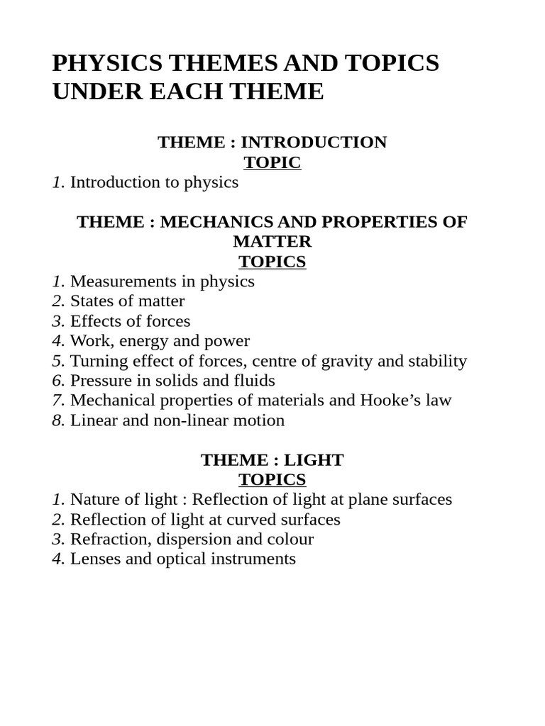 Physics Themes & Topics | PDF