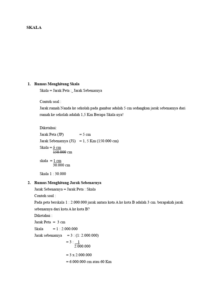Rumus dan Contoh Soal Skala Peta | PDF