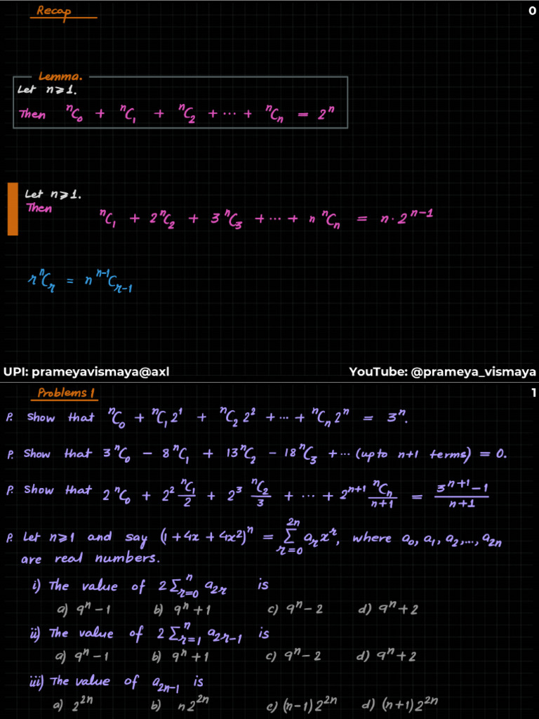 Binomial Theorem Lecture 3.3 Hypergeometric Series Part 3 | PDF