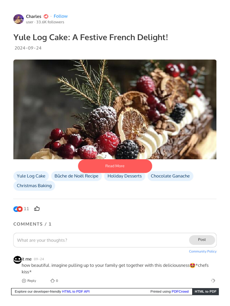 Yule Log Cake A Festive | PDF | Cakes | Cheesecake