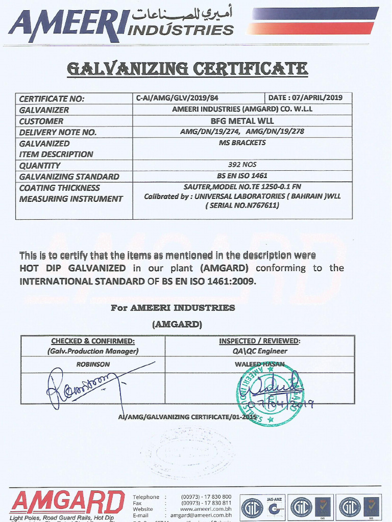 HDG - BS en Iso 1461 | PDF