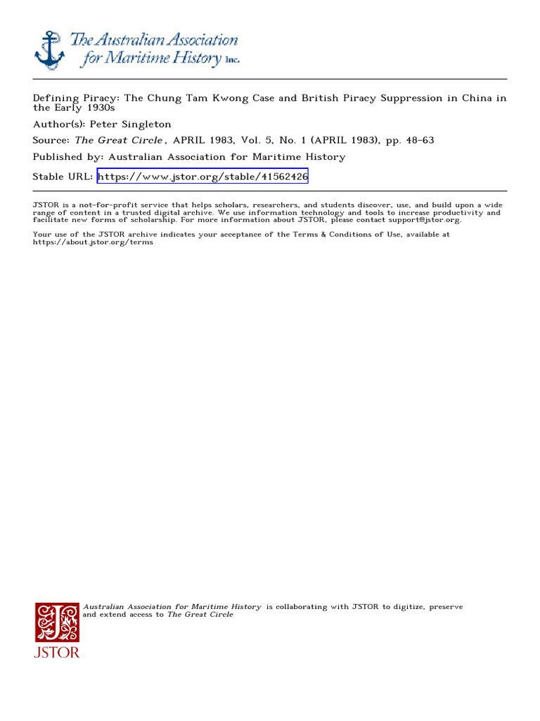 British Piracy Suppression in 1930s China | PDF | Piracy | Chiang Kai Shek