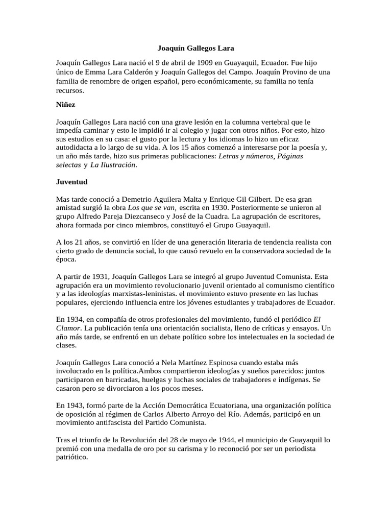 Joaquín Gallegos Lara | PDF