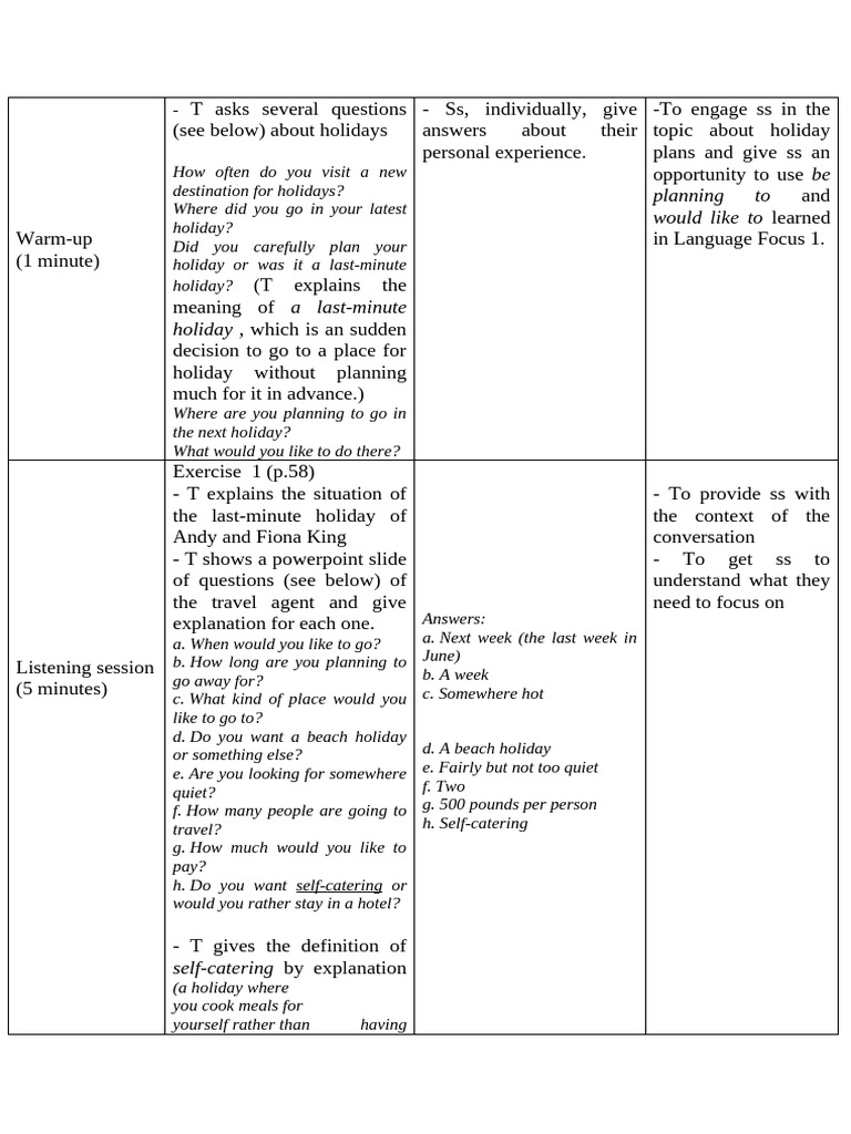 Tan lesson plan 1 | PDF | Question | Vocabulary