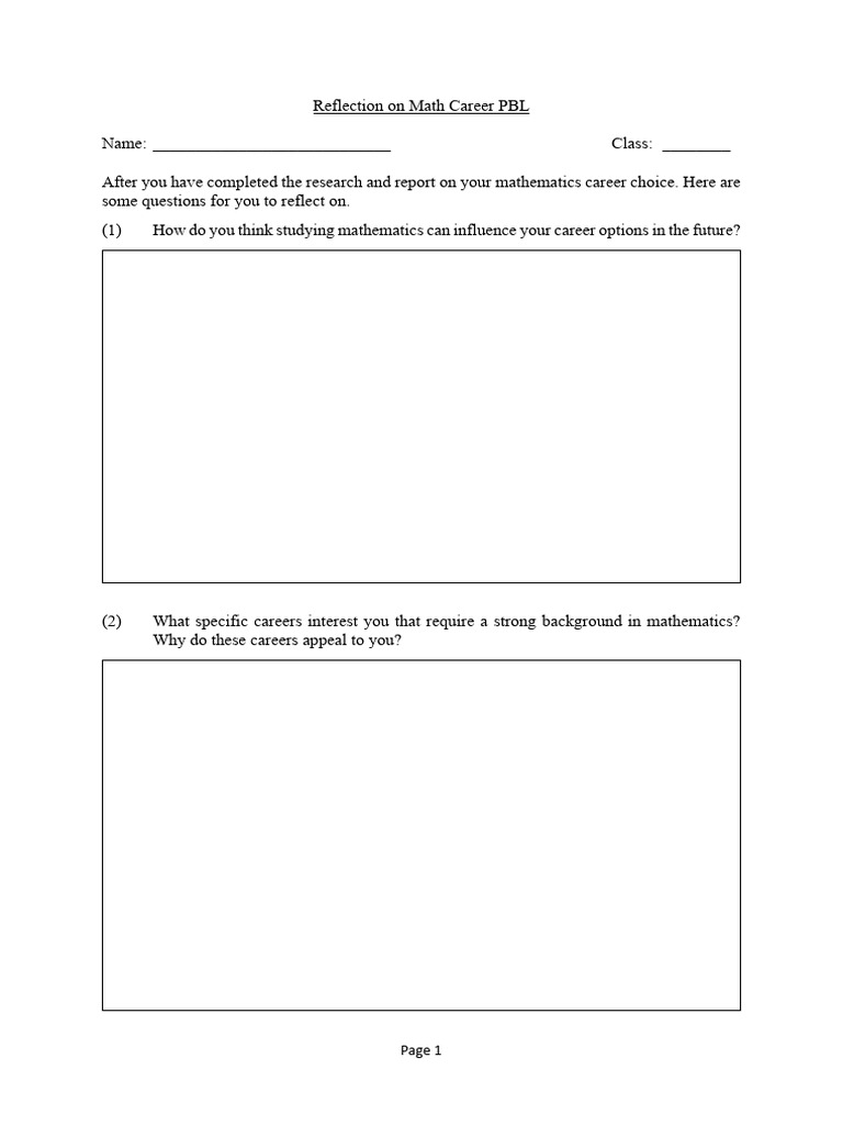 Reflection on Math Career PBL | PDF