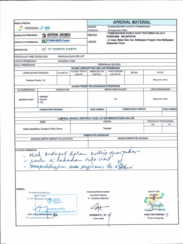 Ba Approval Material Lift | PDF