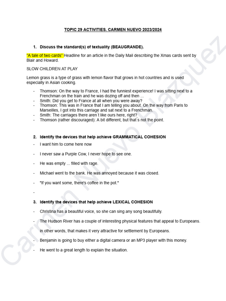 ACTIVITIES ON TOPIC 29 (2) | PDF
