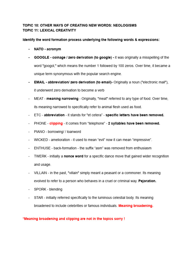 Neologisms and Word Formation Processes | PDF