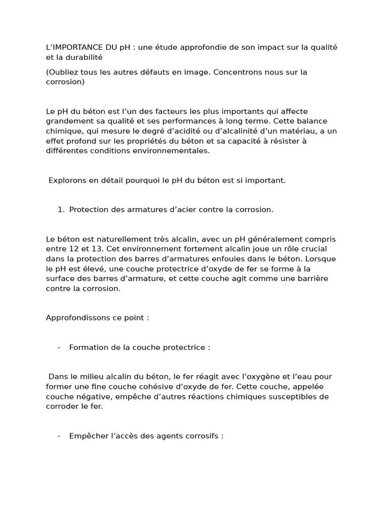 Impact du pH sur le béton durable | PDF | Béton | Corrosion