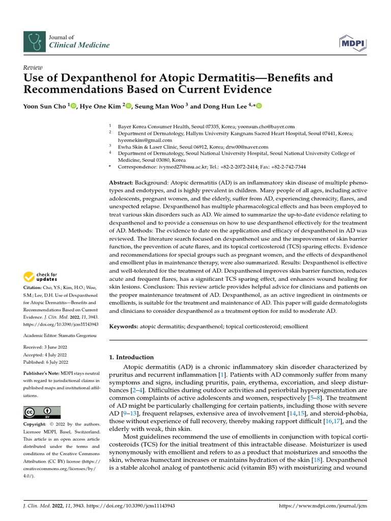 Use of Dexpanthenol For Atopic Dermatitis-Benefits | PDF | Topical ...