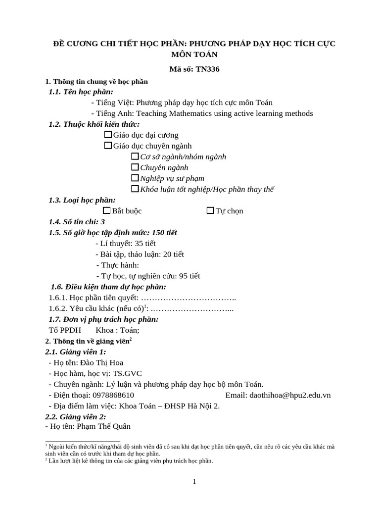 PPDH Tích Cực Môn Toán | PDF