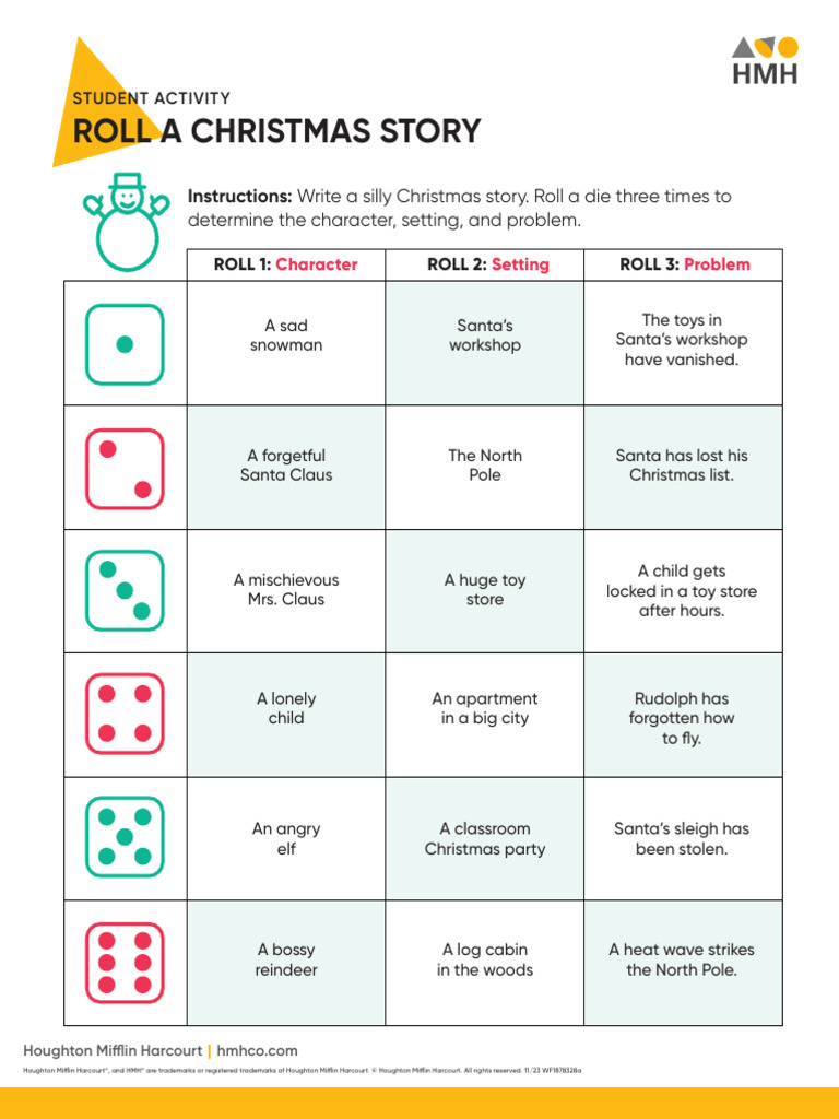 Roll A Christmas Story Activity 1 | PDF | Santa Claus | Folk Saints