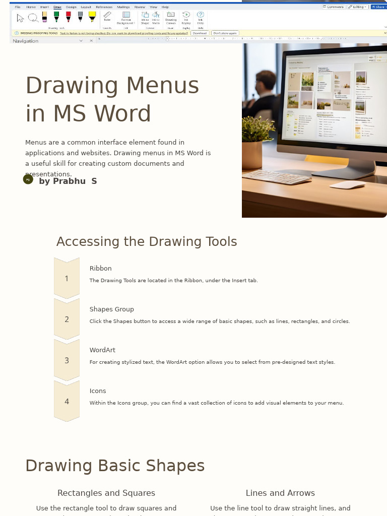 Drawing Menus in MS Word | PDF | Icon (Computing) | Microsoft Word