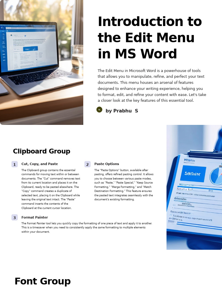 MS Word Edit Menu Guide | PDF | Microsoft Word | Text