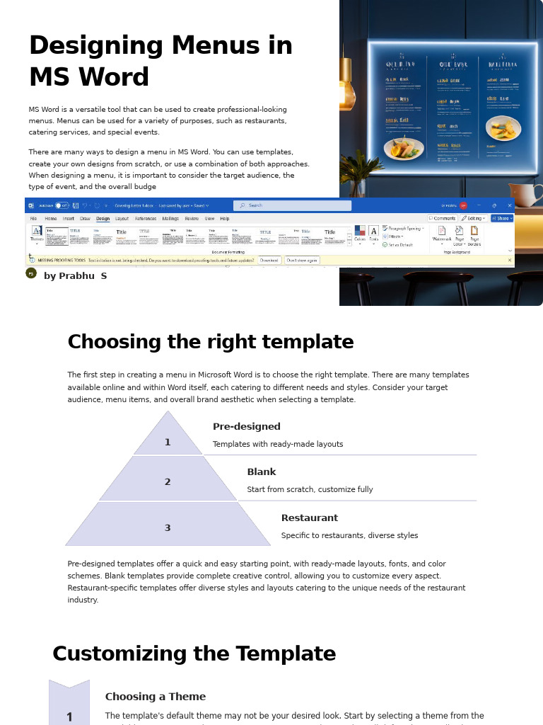 Designing Menus in MS Word | PDF | Menu | Microsoft Word