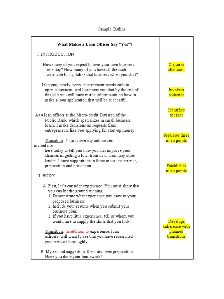 Sample Outline | PDF | Startup Company | Small Business & Entrepreneurs