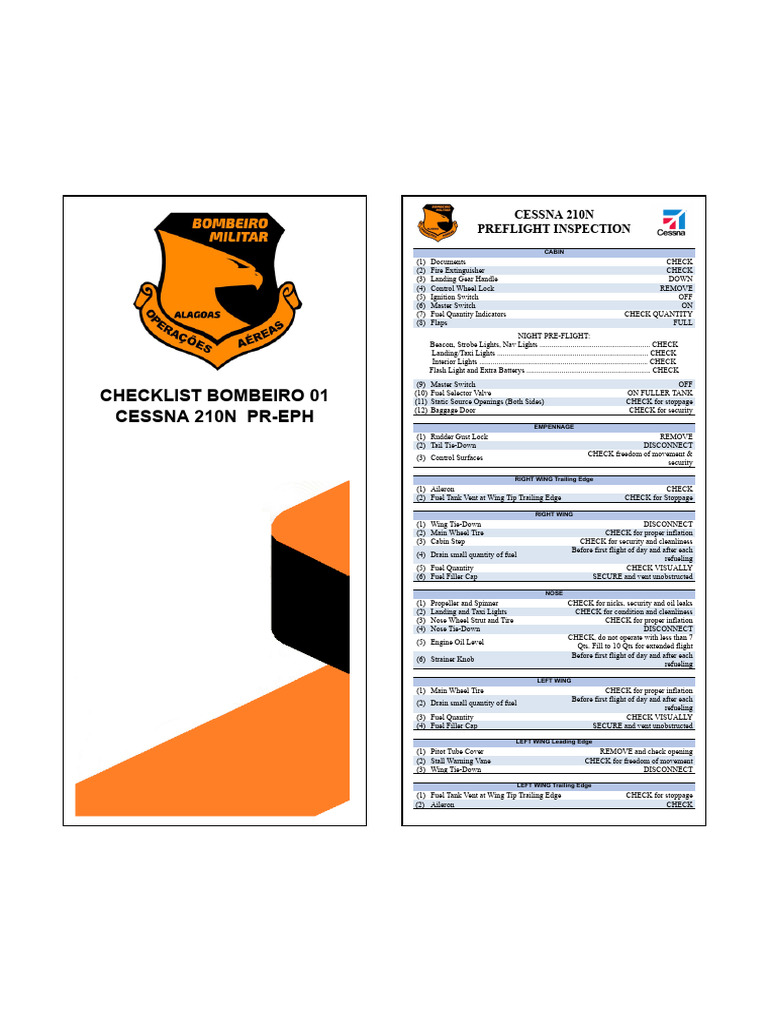 Checklist Cessna 210 | PDF | Landing Gear | Flap (Aeronautics)