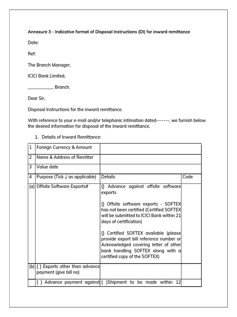 REVISED - Annexure 3 Indicative Format of Disposal Instructions For ...