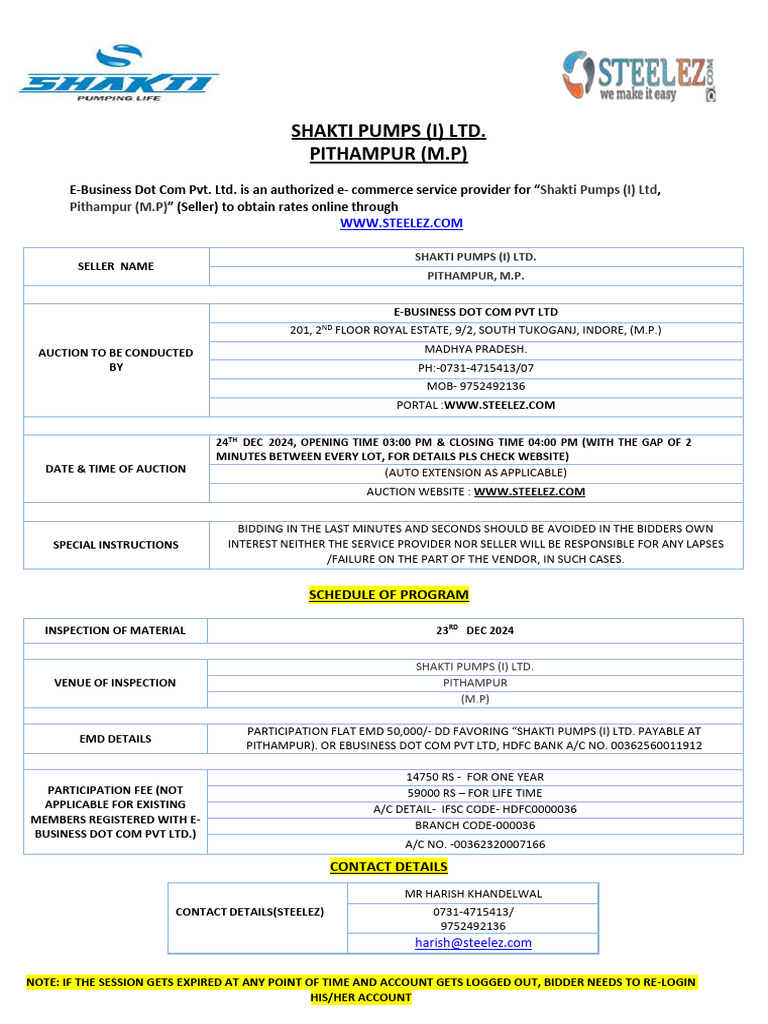 SHAKTI_PUMPS_PITHAMPUR_24TH_DEC_2024 | PDF | Auction