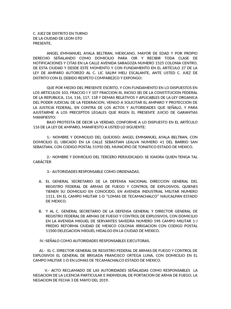 Amparo Angel | PDF | México | Derecho Constitucional