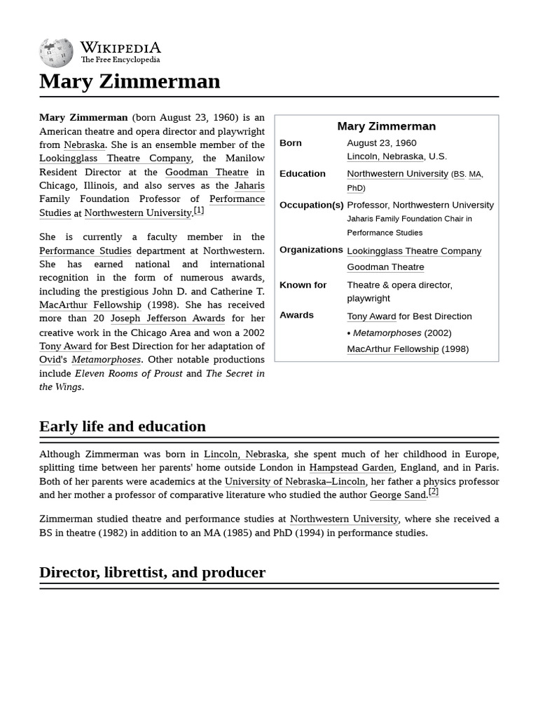 Mary_Zimmerman | PDF | Opera | Vocal Music