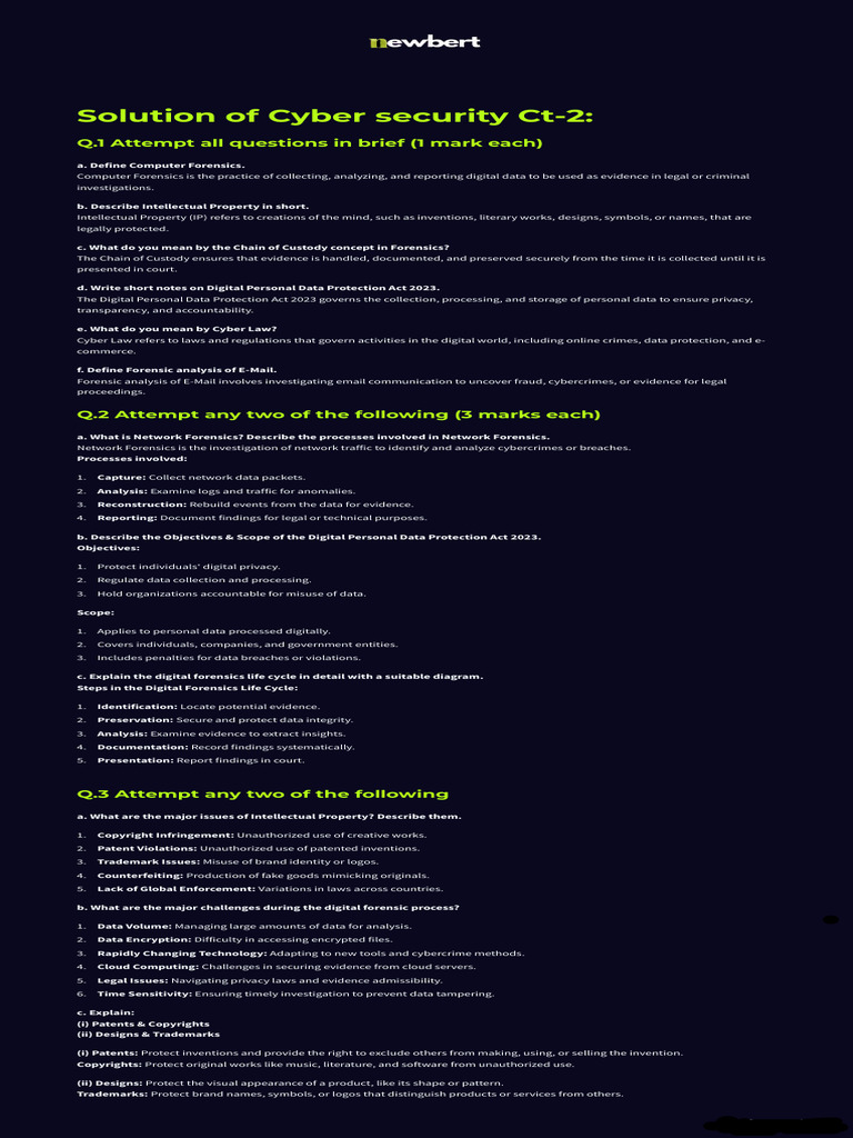 Cyber Security Ct Solution | PDF | Computer Forensics | Digital Forensics