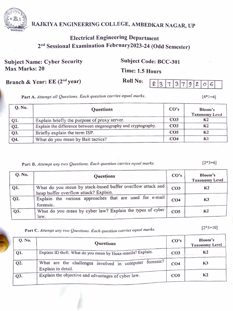 Cybersecurity CT2 Paper | PDF | Security Technology | Computer Law