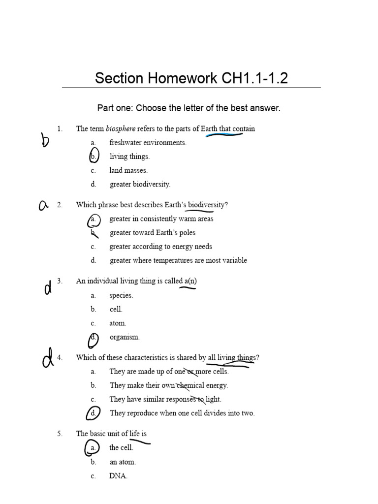 Homework for CH11-12 1(1) | PDF | Life | Biodiversity