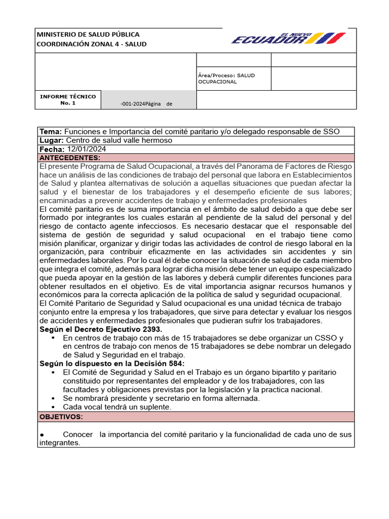 Comité Paritario en Salud Ocupacional | PDF | Seguridad y salud ocupacional | Business
