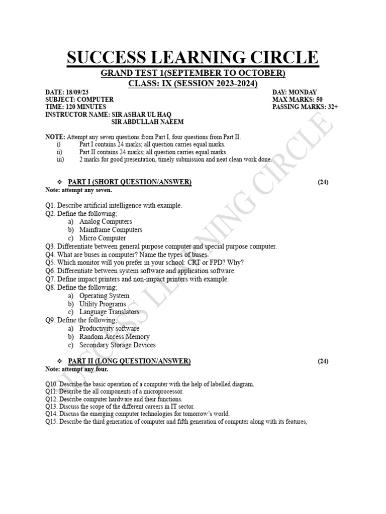 Computer 9 GT 1 | PDF