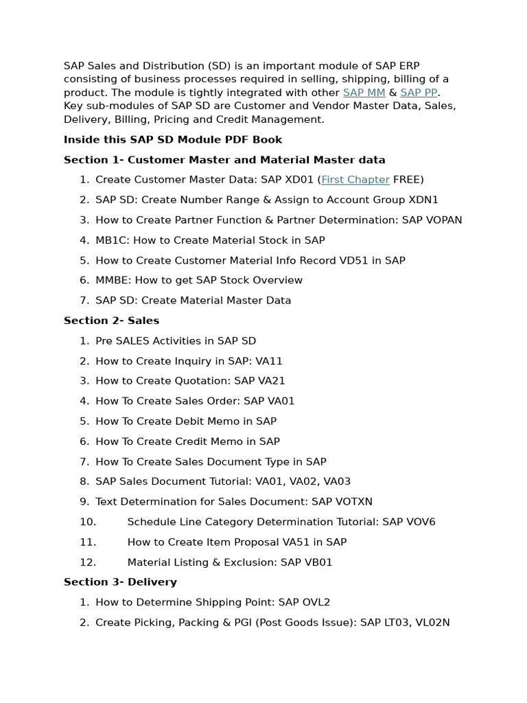 SAP SD Module Guide for Professionals | PDF