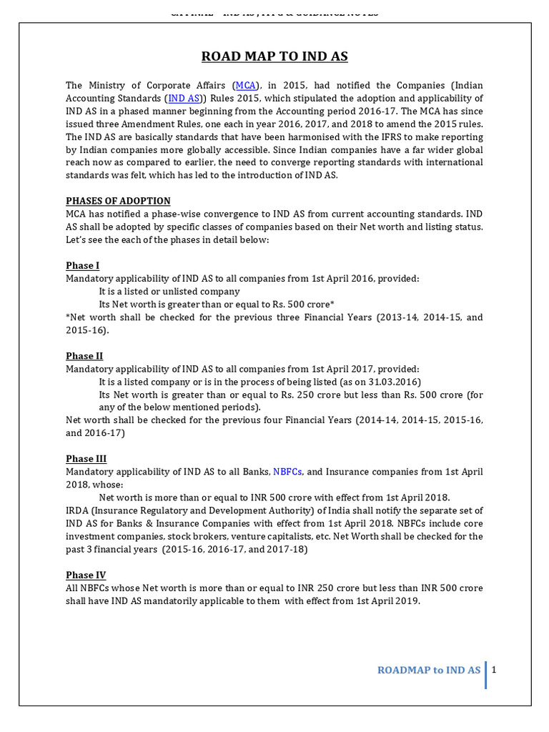 Road Map To IND As 1-13 | PDF | Financial Statement | Subsidiary