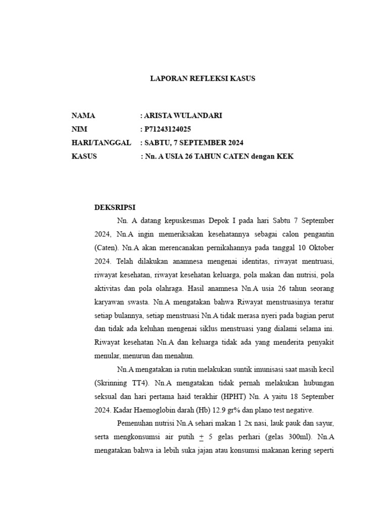 Laporan Refleksi Kasus Caten Dengan Kek | PDF